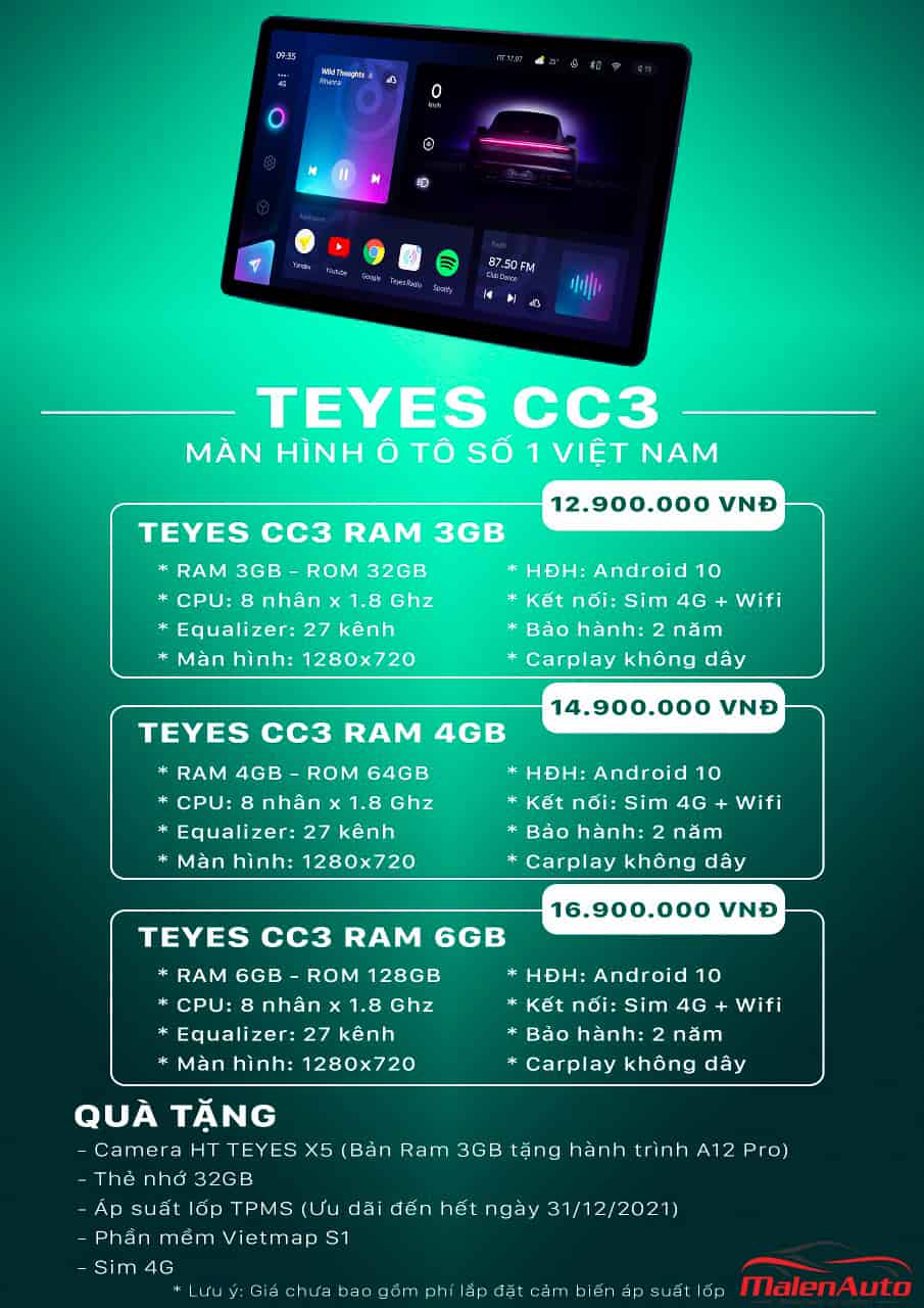 Báo giá màn hình Android TEYES CC3/ CC3 360/ CC2 Plus/ TEYES X1/ TEYES TPRO