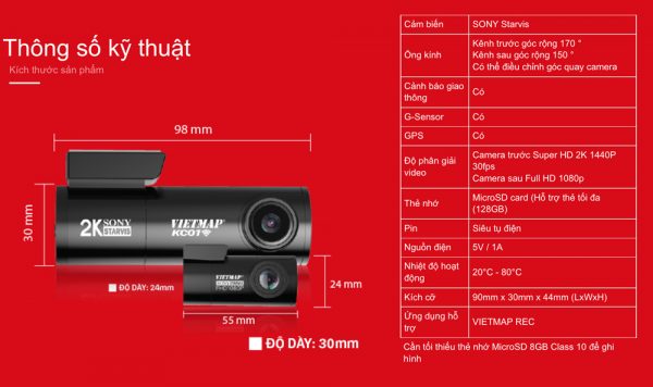 Camera hành trình Vietmap KC01 - Cảnh báo giao thông, thiết kế hiện đại